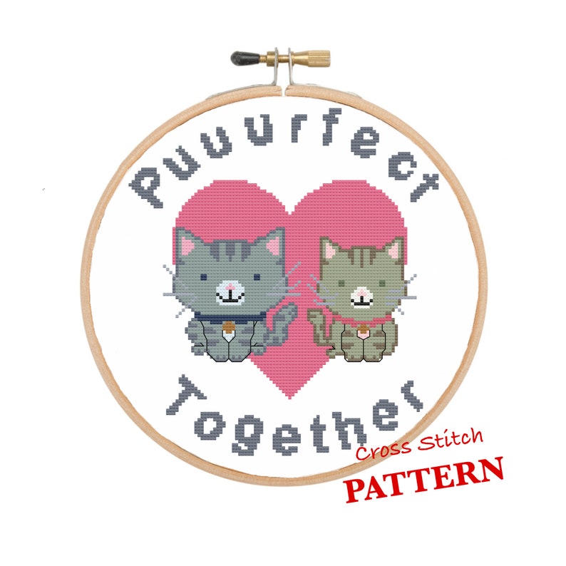 Puuurfect Together Cute DIY Cross Stitch Pattern - Etsy
