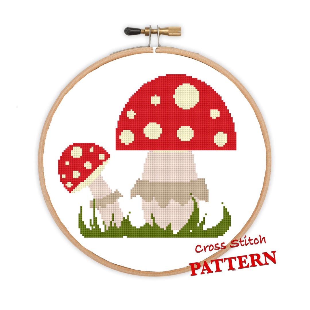 Toadstool | Fun Modern DIY .pdf Cute Toadstool Mushroom Cross Stitch ...
