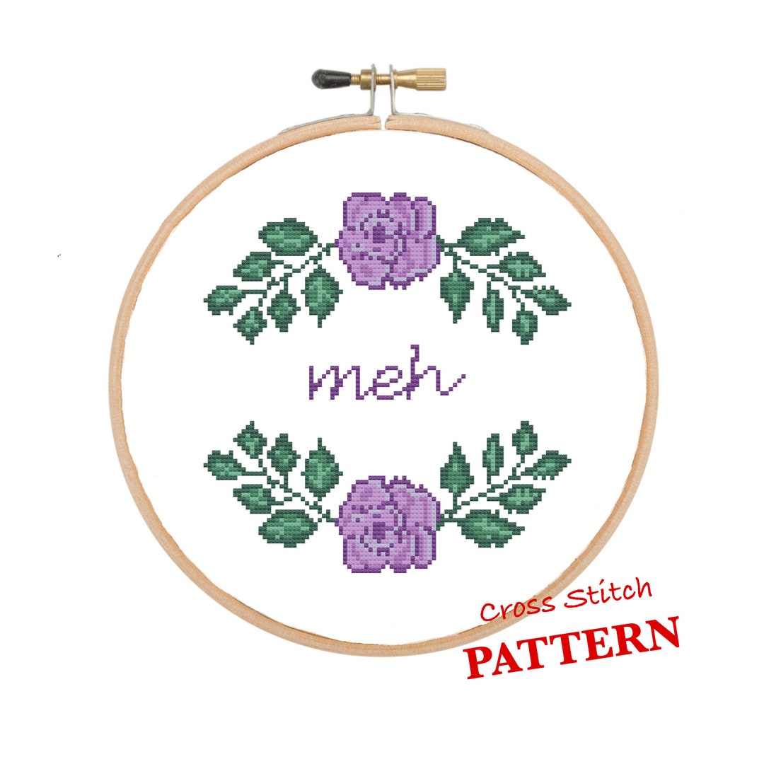 Meh With Purple Flower | Cross Stitch Pattern | Easy and Fun DIY Pdf ...