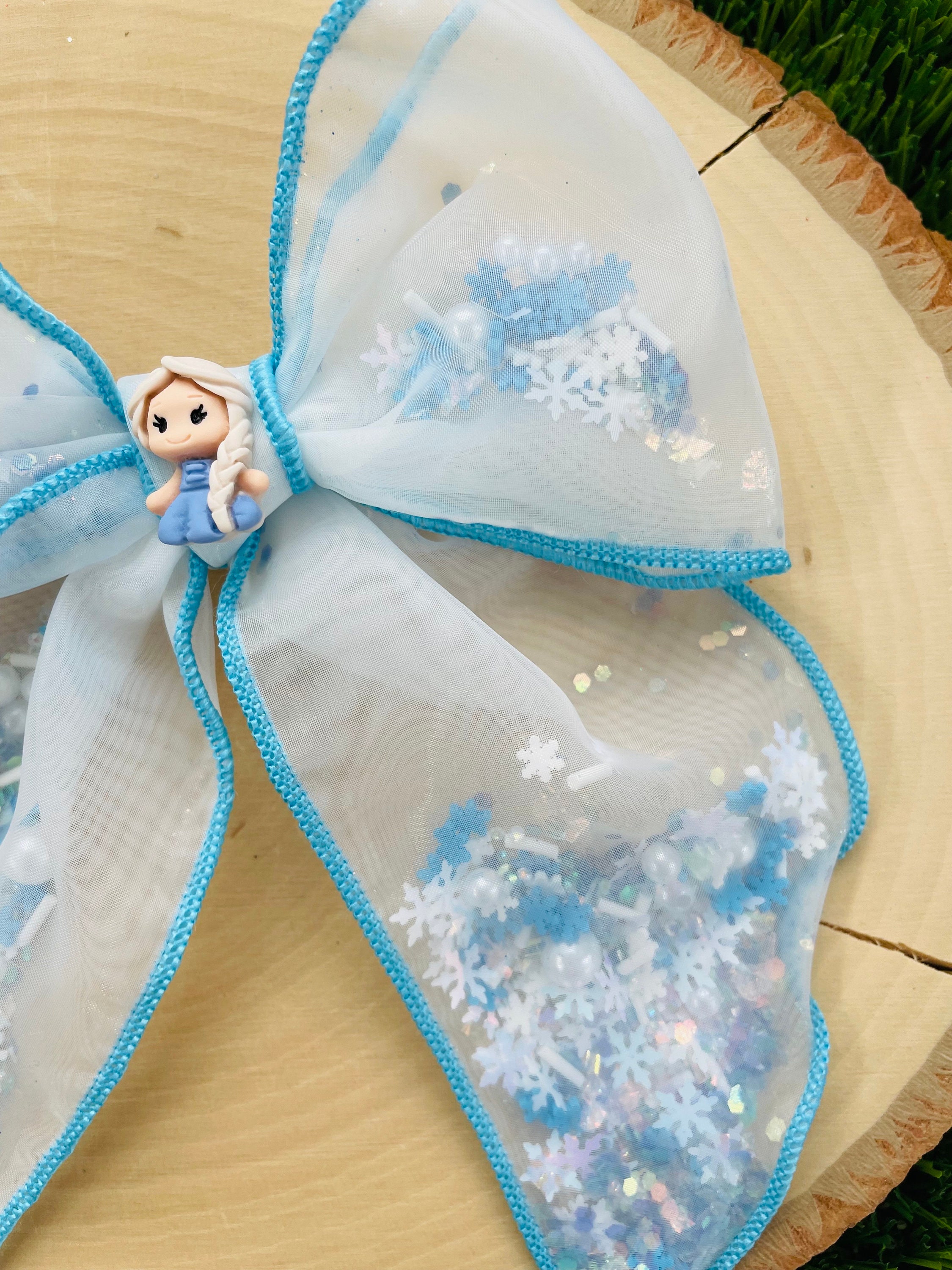 Elsa Inspired Frozen Princess Sheer Shaker Bow, Frozen Hair Bow, Disney ...