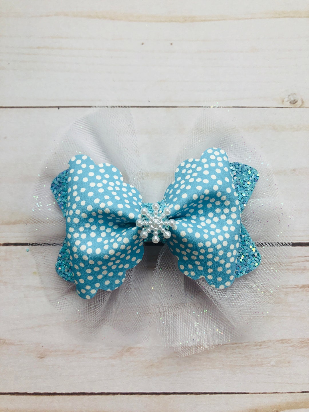 Frozen Princess Tulle Snowflake Glitter Bow, Elsa Princess Party Tulle ...