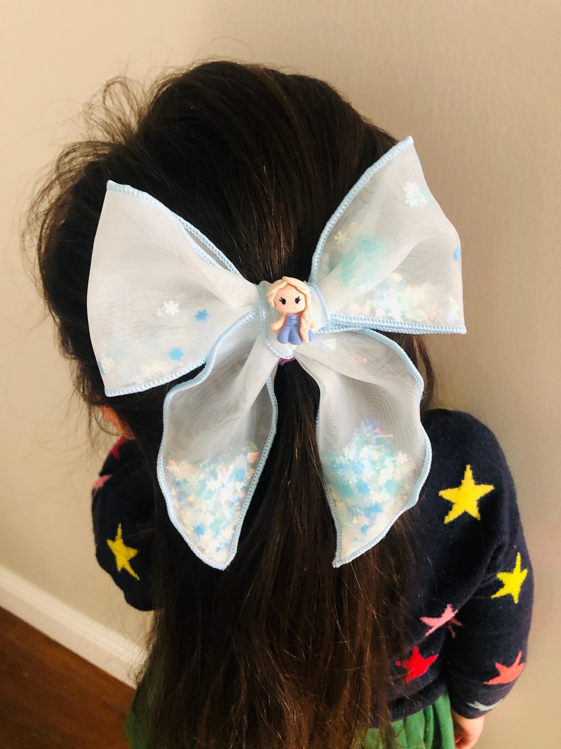 Elsa Inspired Frozen Princess Sheer Shaker Bow, Frozen Hair Bow, Disney ...