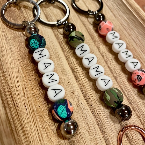 Mama Beaded Keychain - Etsy