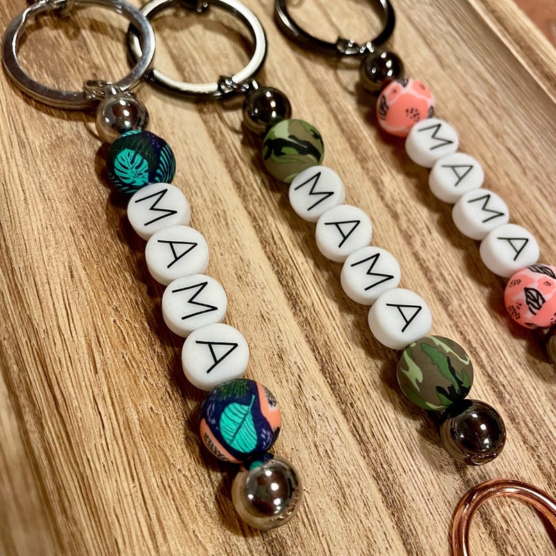 Mama Beaded Keychain - Etsy
