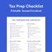 Tax Prep Checklist - Self Employed Tax Preparation Printables - Instant ...