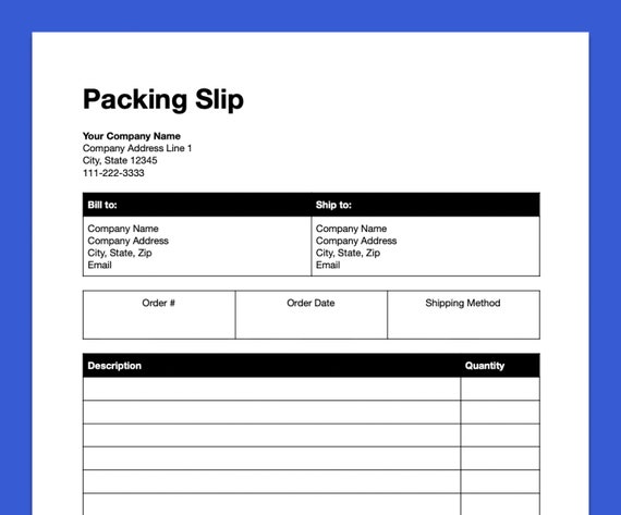 Packing Slip Printable Packing Delivery Note Delivery | Etsy