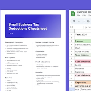 Small Business Tax Deductions Spreadsheet and Cheatsheet - .csv,.xlsx ...