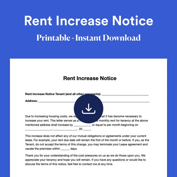 Rental Rent Increase Notice - Etsy UK
