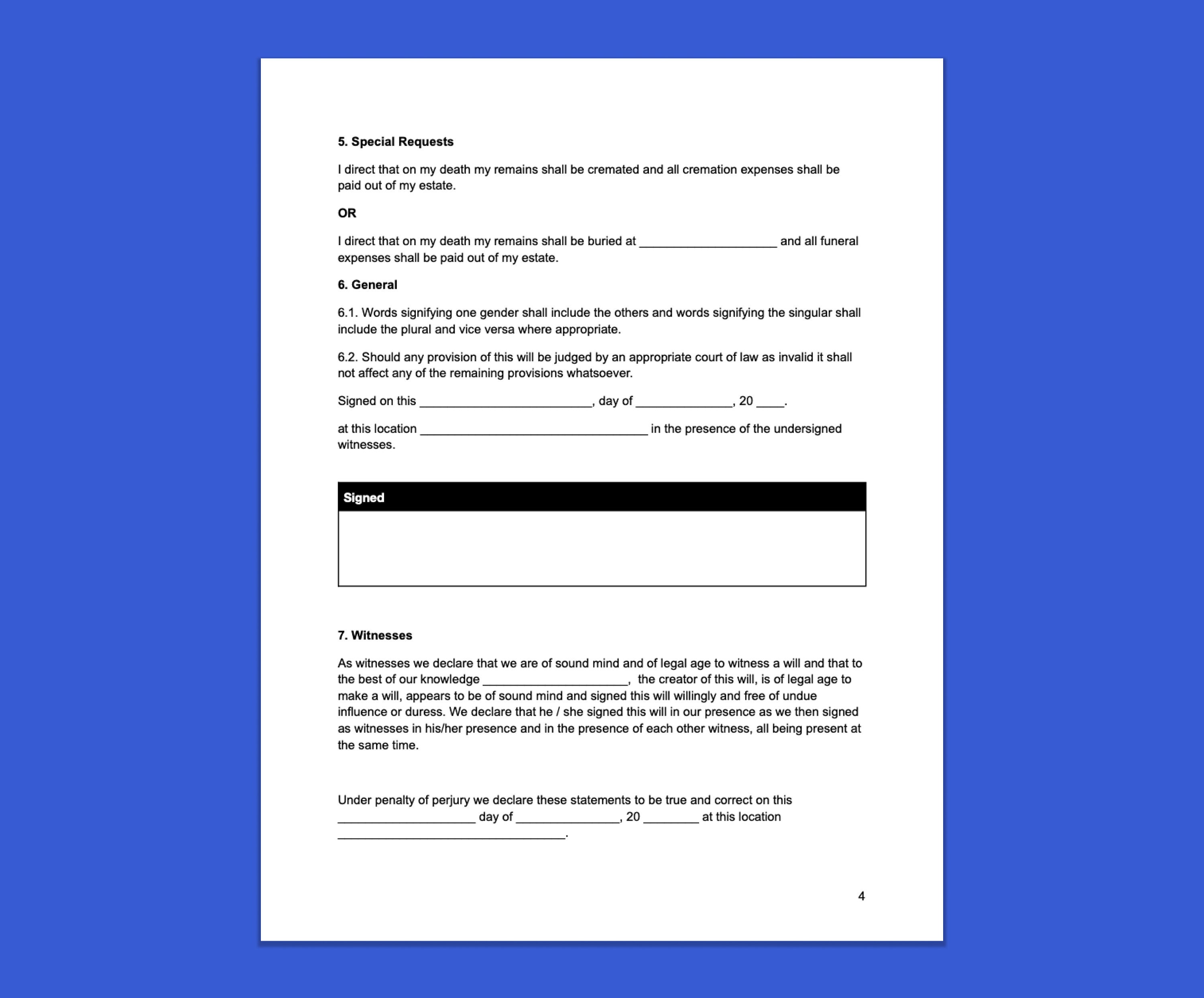 Last Will And Testament Template Editable Pdf Docx Instant Download