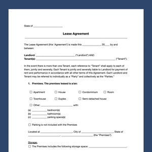 Residential Lease Agreement Template - Etsy