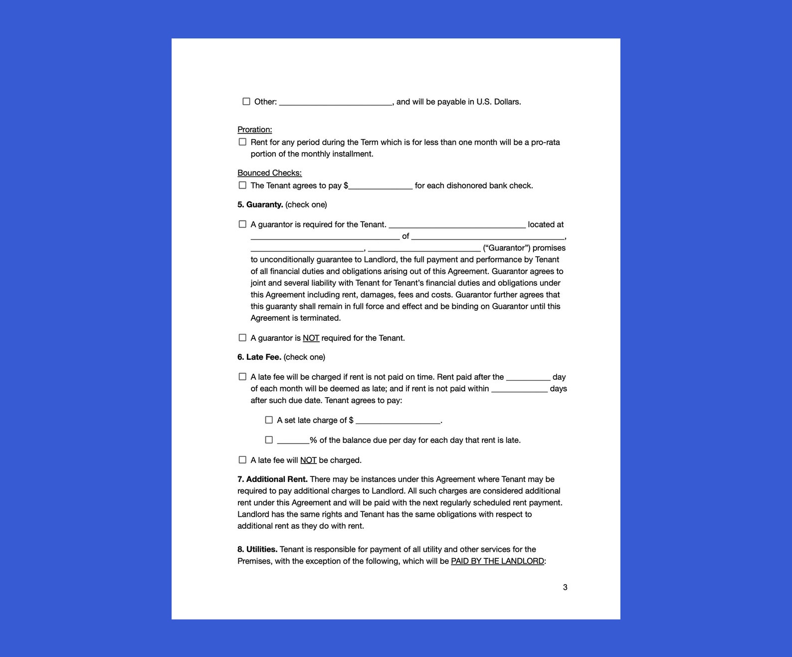 Residential Lease Agreement Template Editable Instant - Etsy
