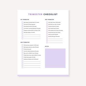 Pregnancy Trimester Checklist Printable: to Do List (PDF) - Etsy