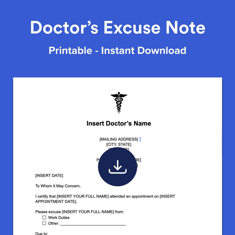 Dr Excuse Template - Etsy