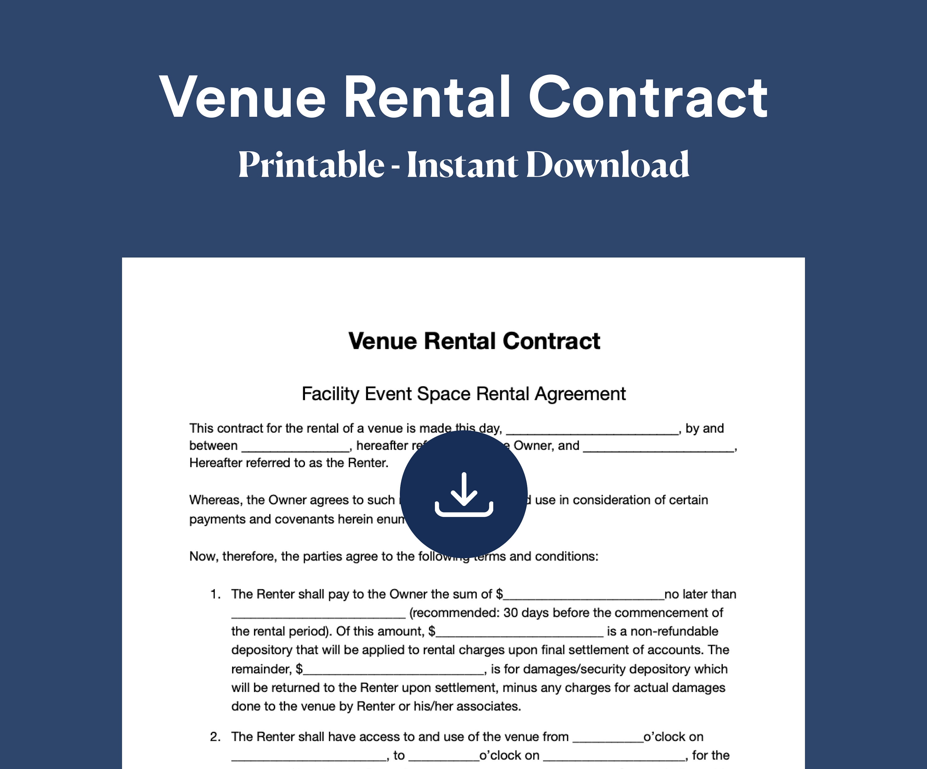 Event Space Rental Agreement Template