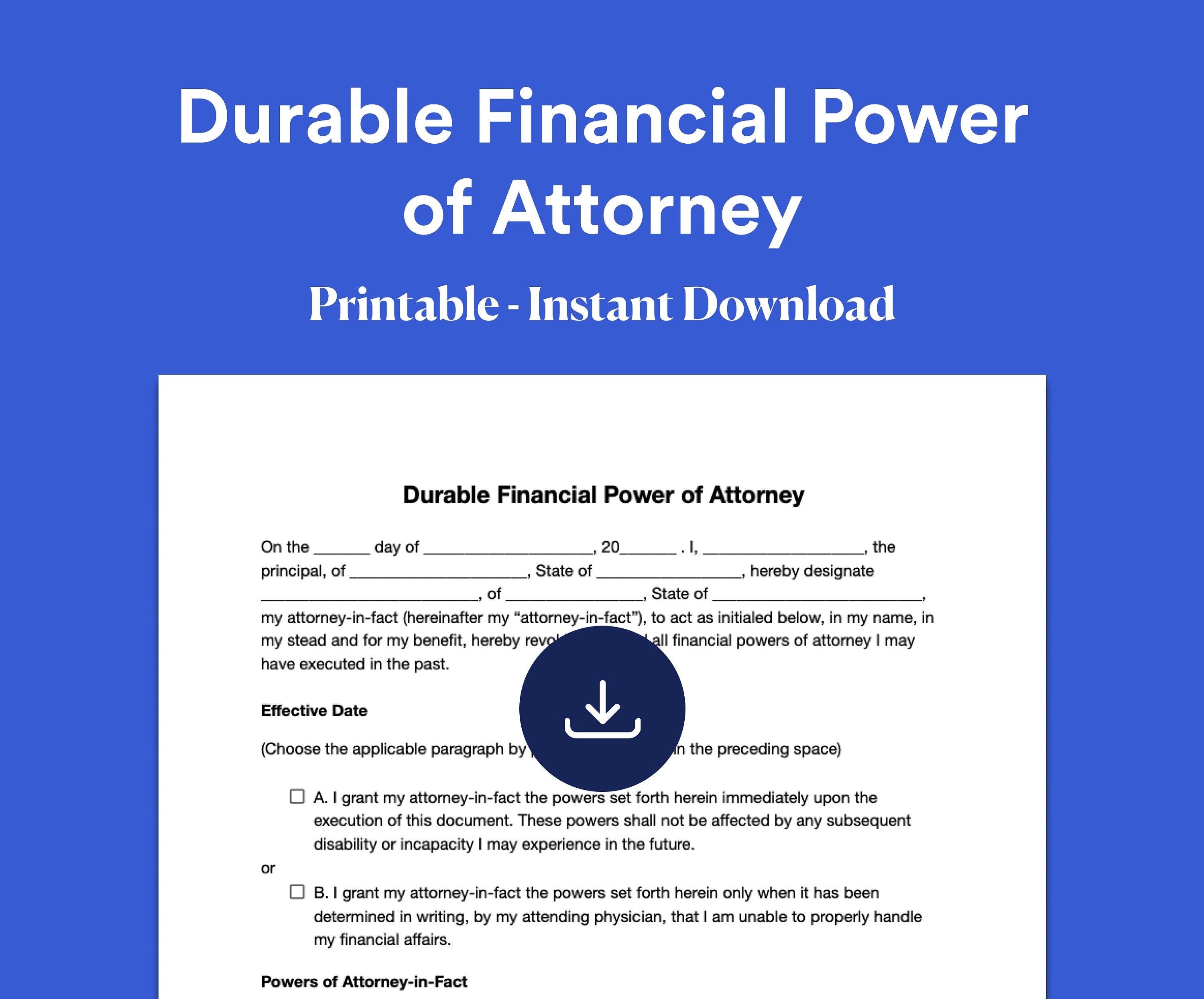 Durable Financial Power of Attorney Template: Editable PDF & DOCX ...