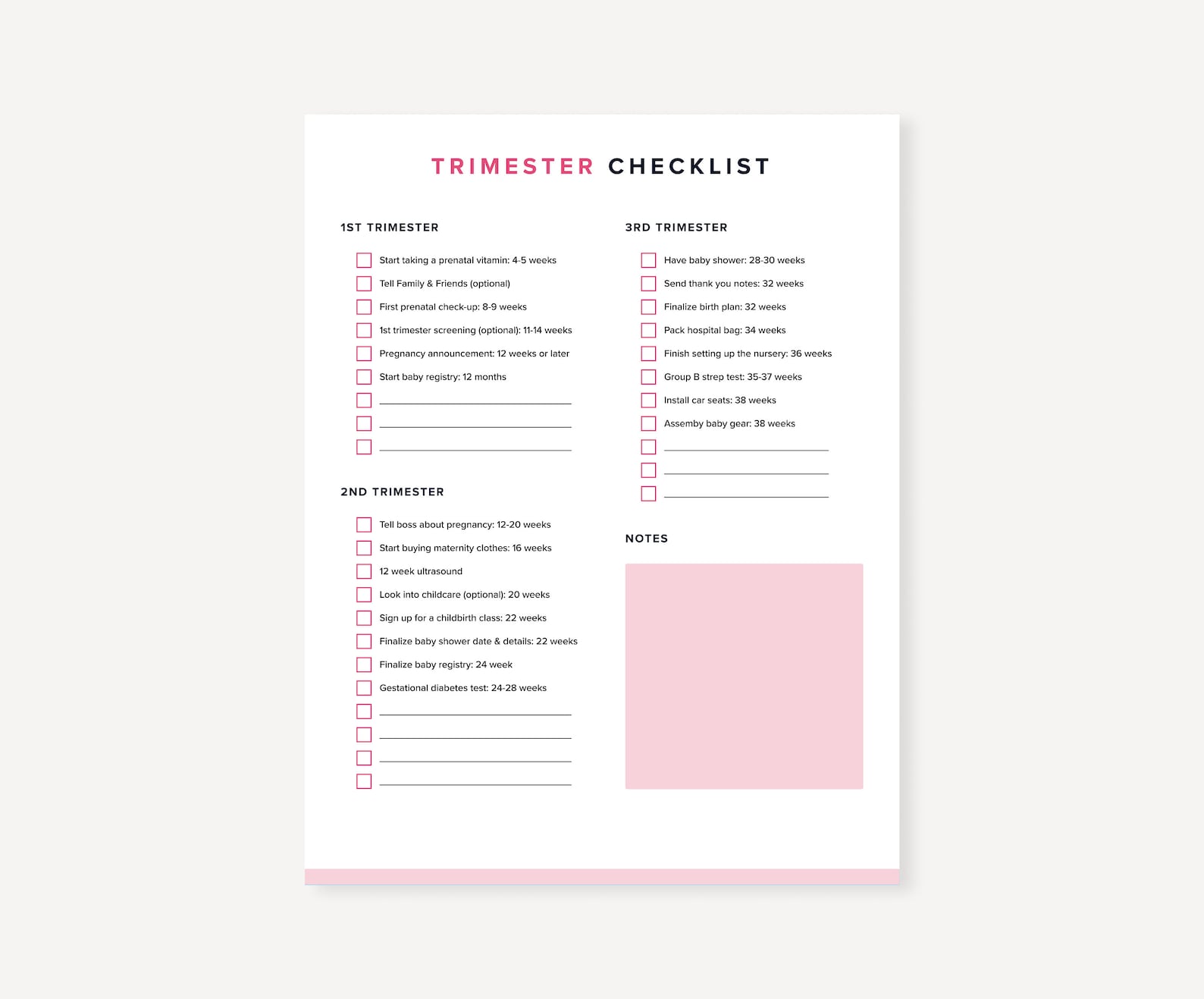 Pregnancy Trimester Checklist Printable: to Do List (PDF) - Etsy