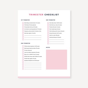 Pregnancy Trimester Checklist Printable: to Do List (PDF) - Etsy
