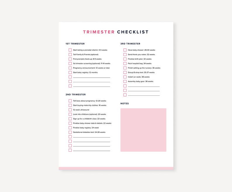 Pregnancy Trimester Checklist Printable: to Do List (PDF) - Etsy