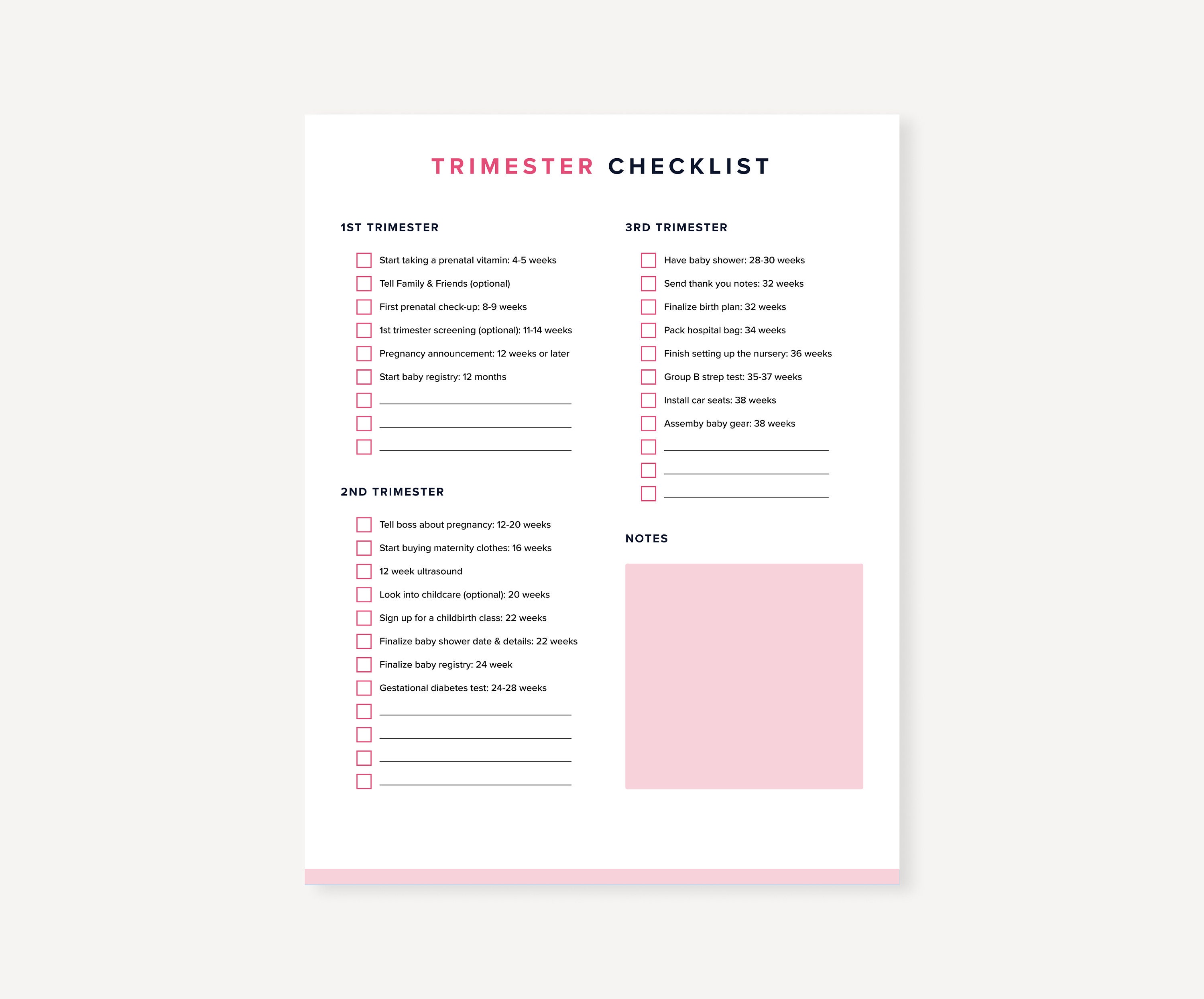 Pregnancy Trimester Checklist Printable: to Do List (PDF) - Etsy