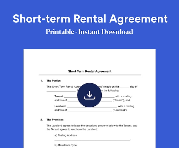 Short Term Rental Agreement Template Instant Download - Etsy