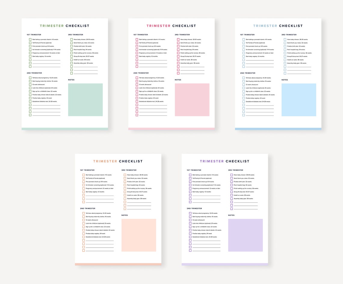 Pregnancy Trimester Checklist Printable: to Do List (PDF) - Etsy