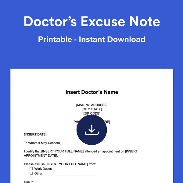 Dr Excuse Template - Etsy