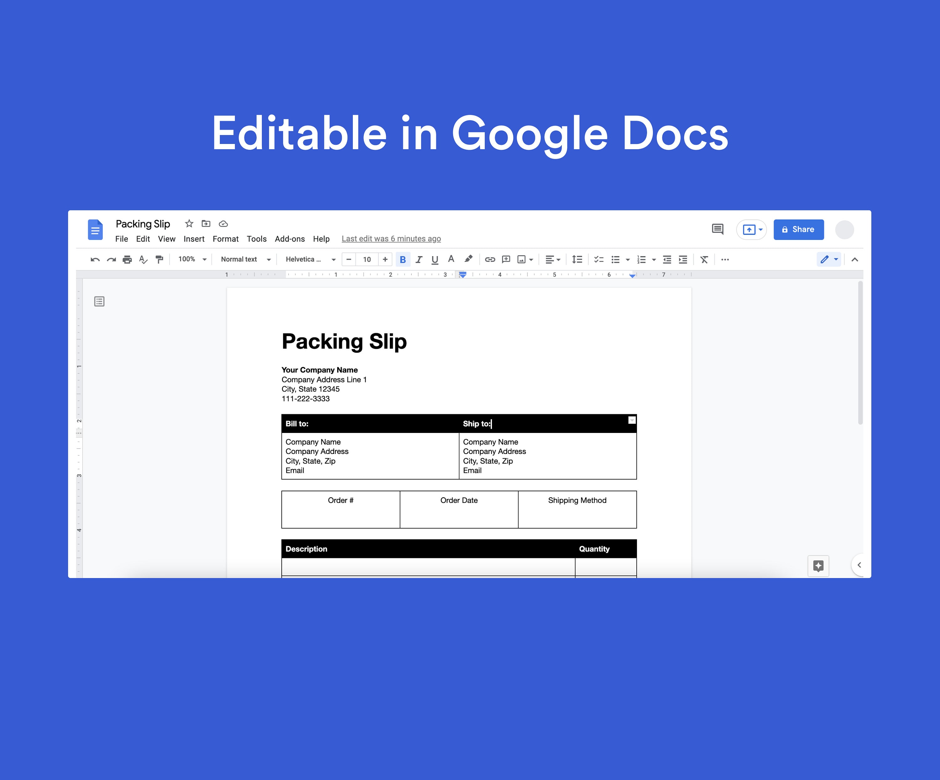 Packing Slip, Printable, Delivery Note, Delivery Template, Modern Slip ...