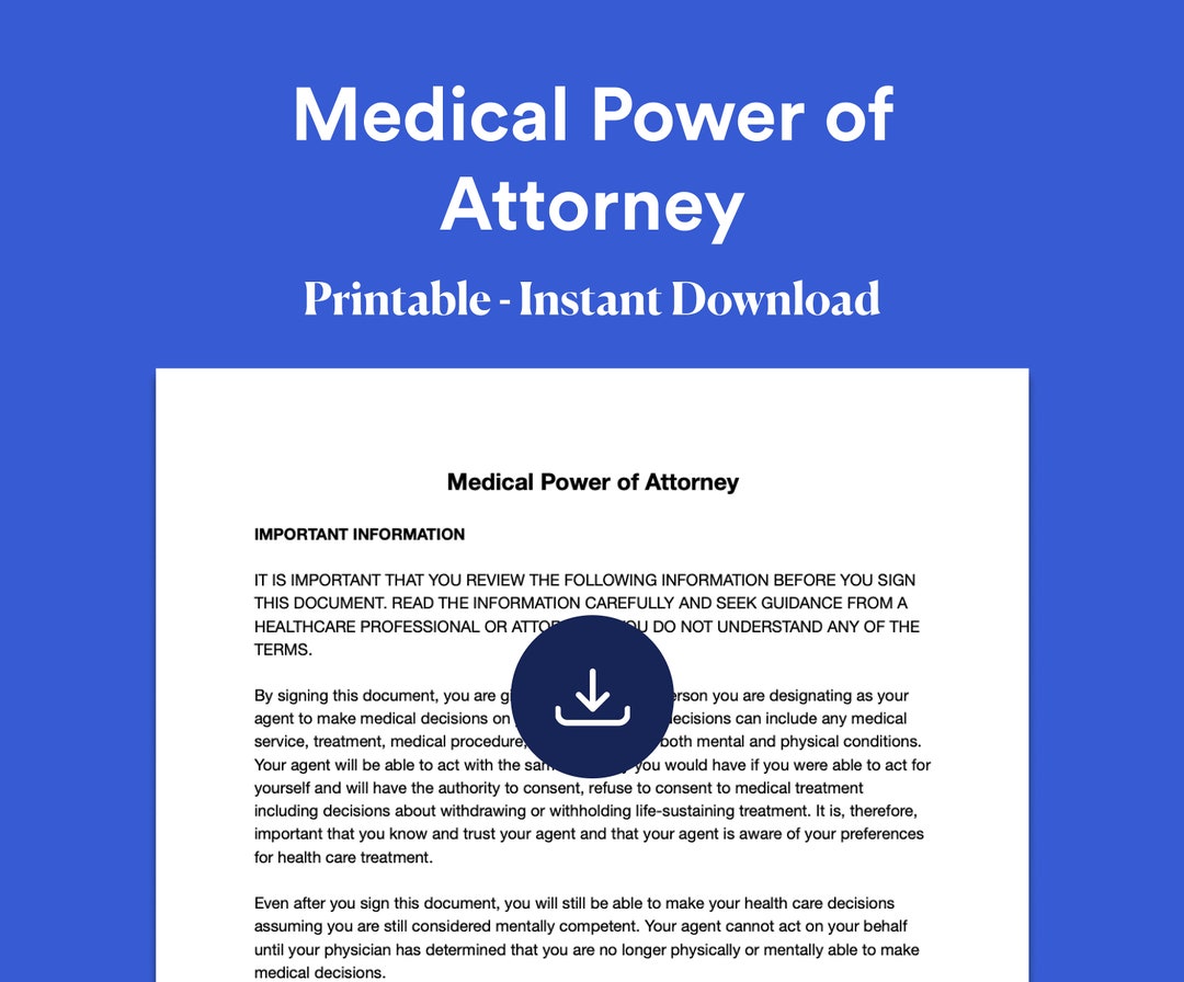 Medical Power of Attorney Template - Editable PDF & DOCX File ...