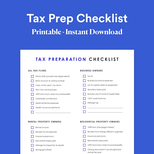 Tax Prep Checklist Self Employed Tax Preparation Printables - Etsy Tax Prep Checklist Self Employed Tax Preparation Printables - Etsy