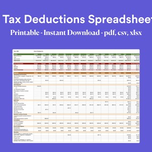 Small Business Tax Deductions Spreadsheet and Cheatsheet .csv,.xlsx ...