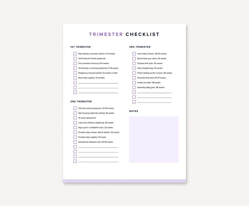 Pregnancy Checklists Bundle Printable, to Do Lists, Planning, Baby ...