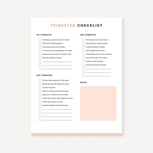 Pregnancy Trimester Checklist Printable: to Do List (PDF) - Etsy