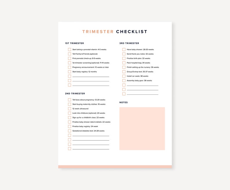 Pregnancy Trimester Checklist Printable: to Do List (PDF) - Etsy
