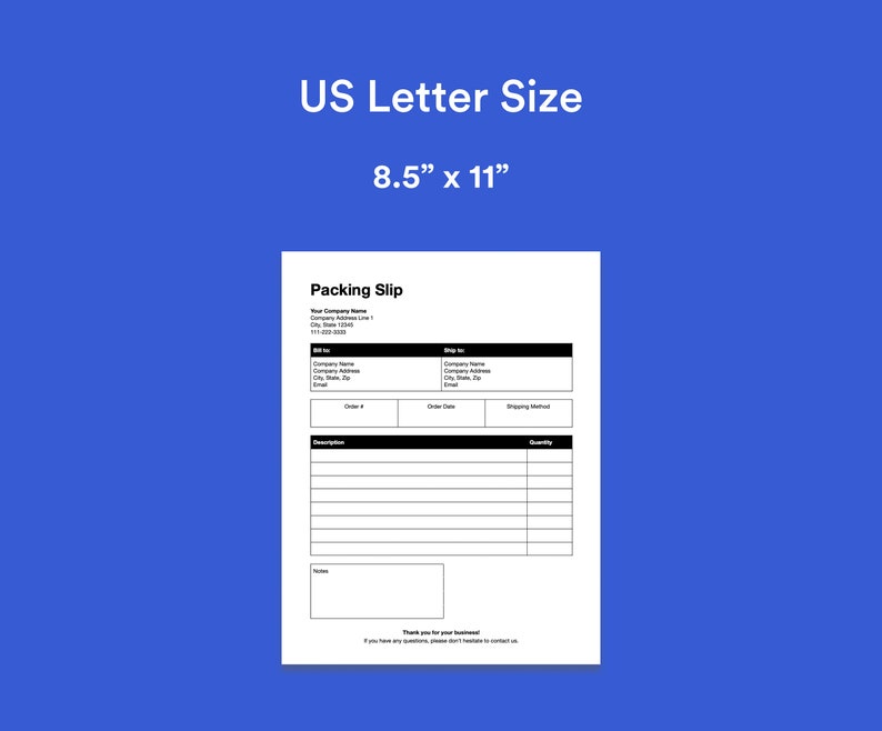 Modern Packing Slip Template: Printable Delivery Note (PDF & .docx) - Etsy