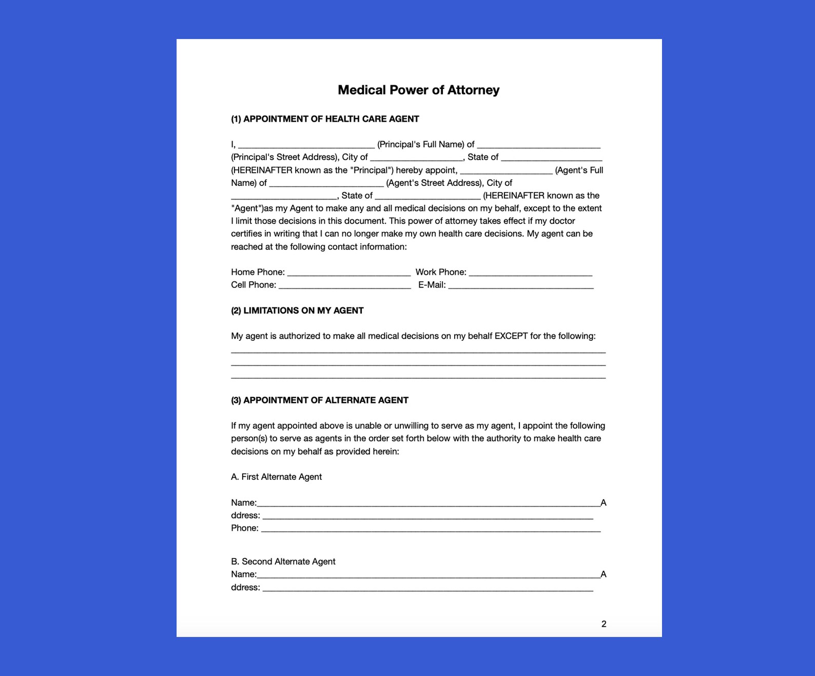 Medical Power of Attorney Template - Editable PDF & DOCX File ...
