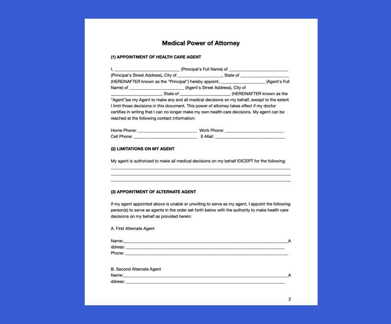 Medical Power of Attorney Template - Editable PDF & DOCX File ...