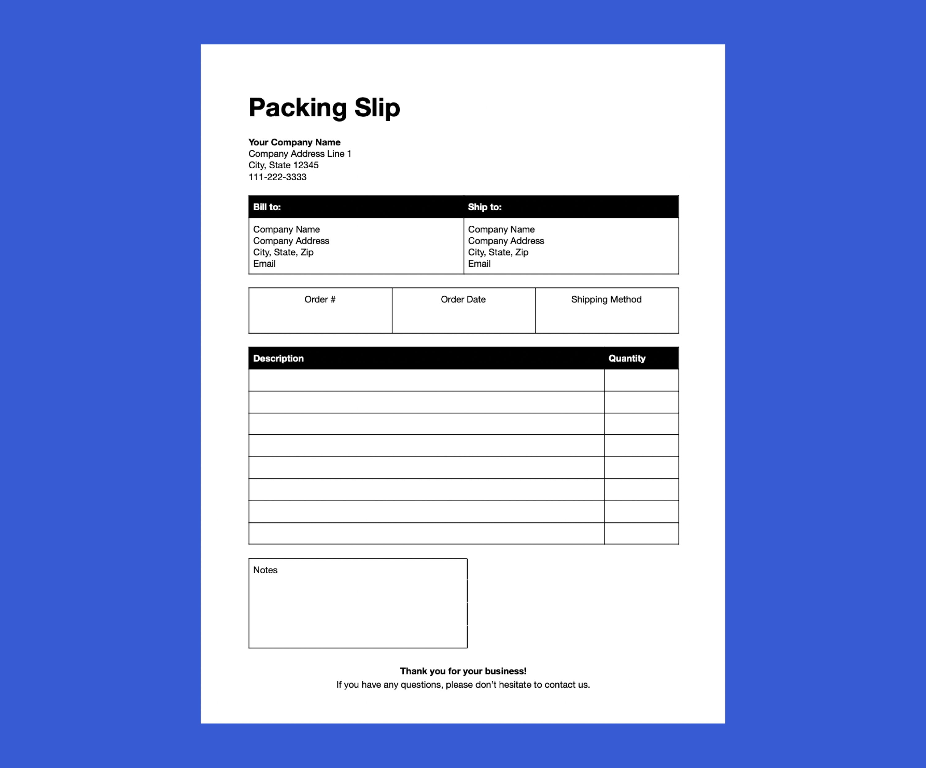 Modern Packing Slip Template: Printable Delivery Note (PDF & .docx) - Etsy