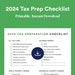 2024 Tax Prep Checklist - Self Employed Tax Preparation Printables ...
