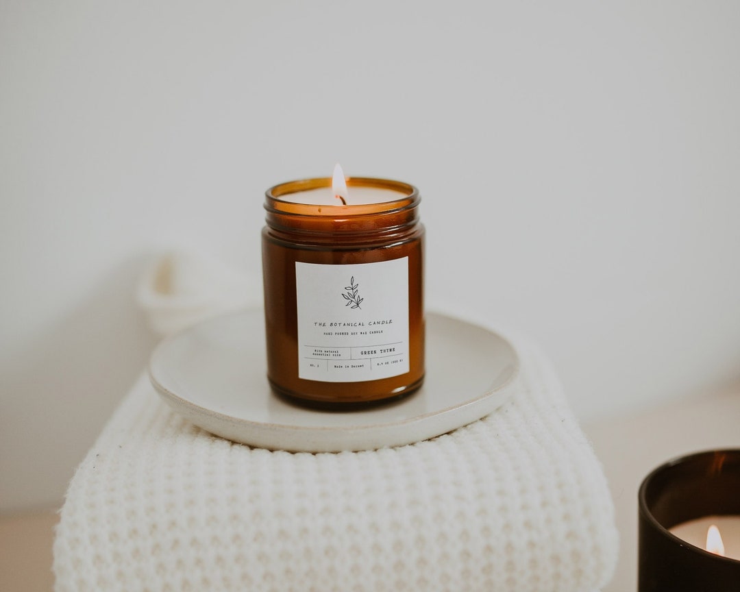 Botanical Candle Label Template: Minimalist Design (editable Canva ...
