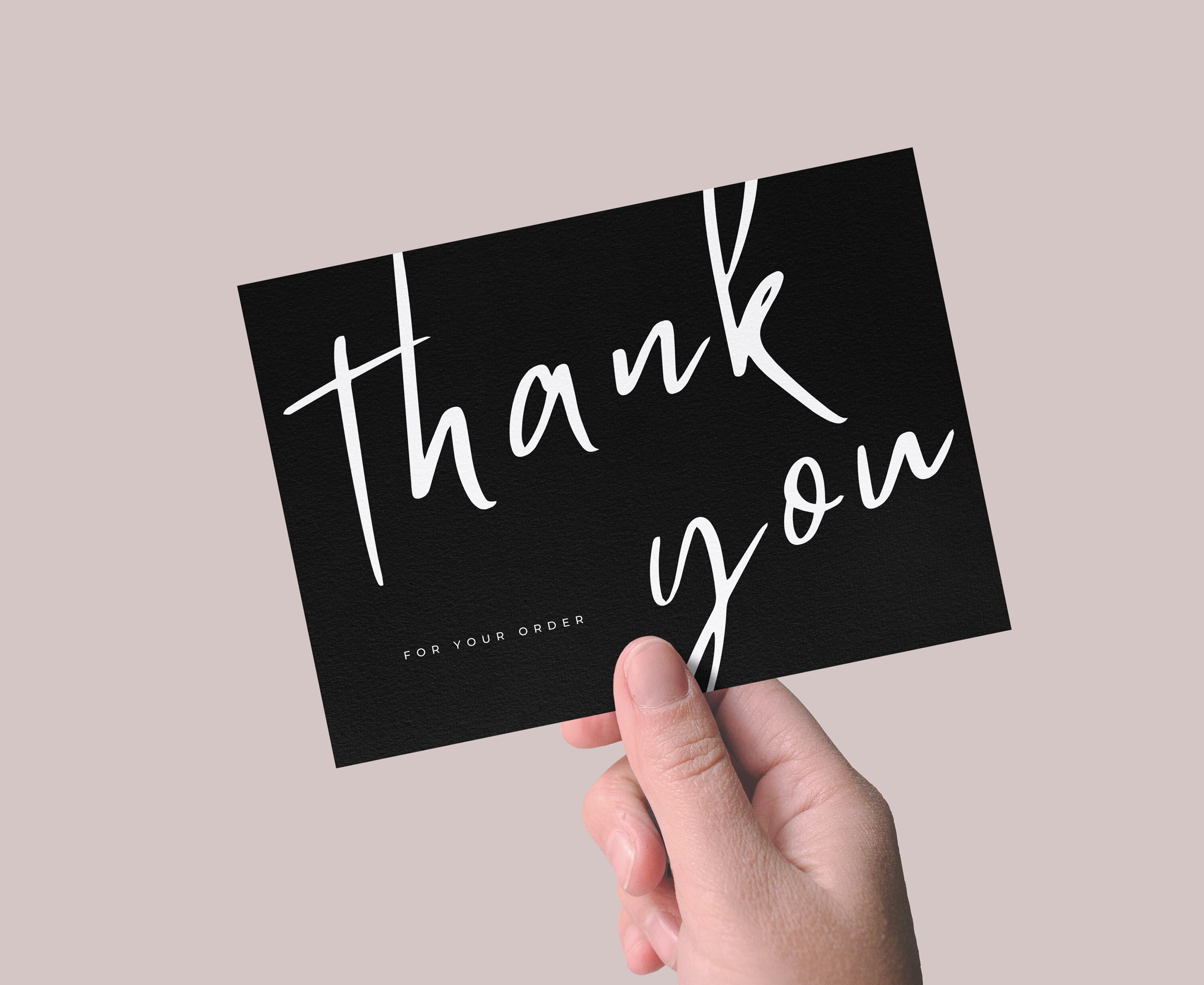 Thank You Black Card- Modern Thank You Card Template-handwritten Thank ...
