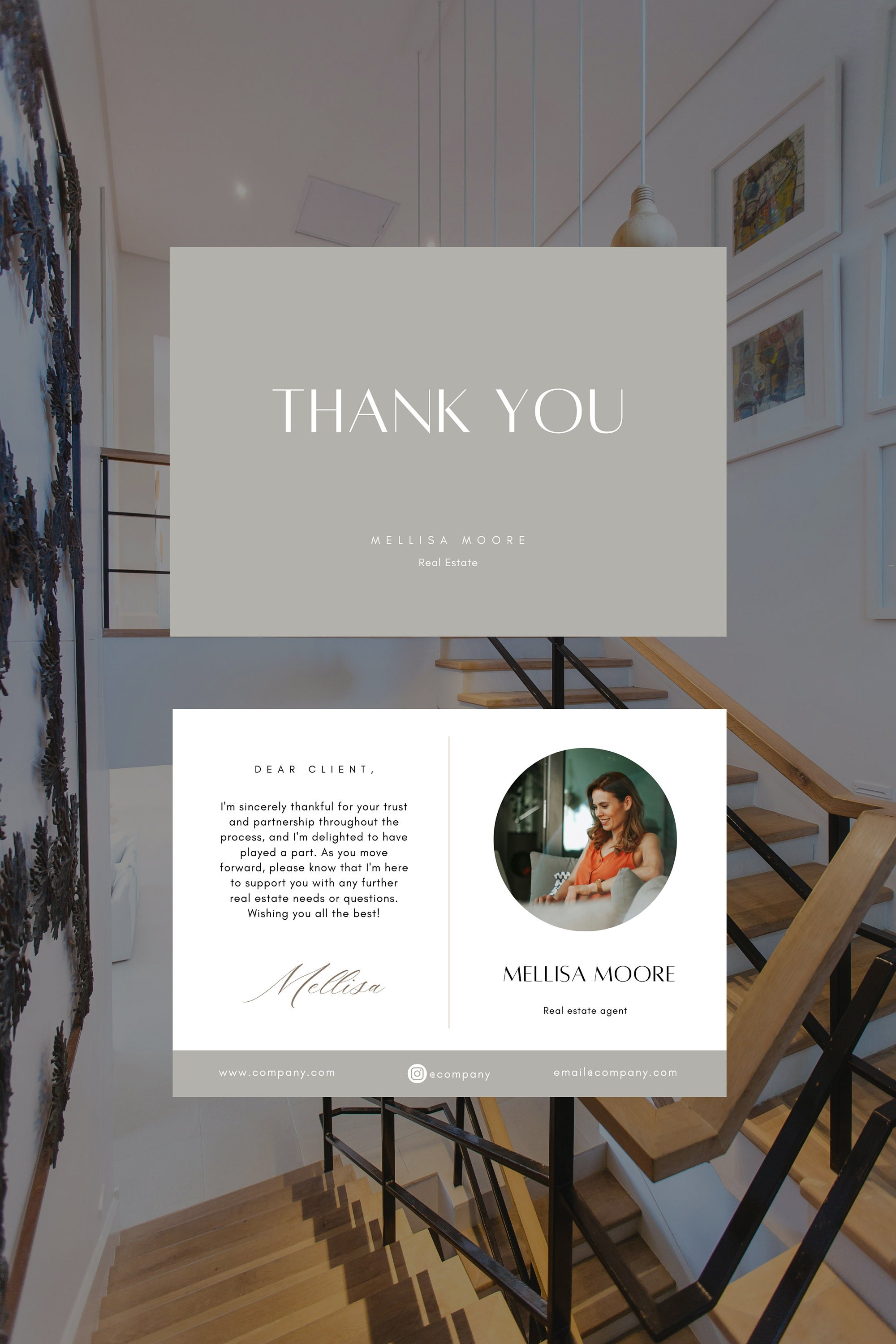Realtor Thank You Card Template- Real Estate Business Thank You Card ...