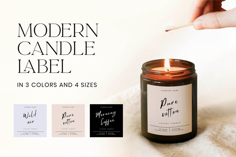 Modern Candle Lable Template - Minimal Candle Label - Candle Label ...