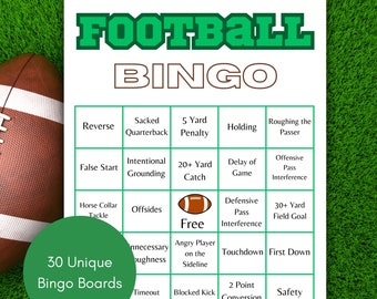 Football Bingo, Super Bowl Party Game, Football Bingo Board, Football ...