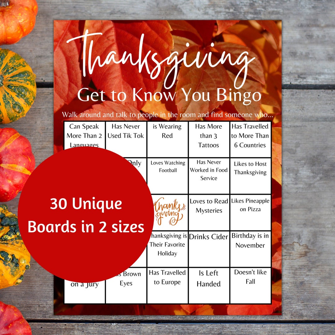 Thanksgiving Find the Guest Human Bingo, Friendsgiving Get to Know You ...