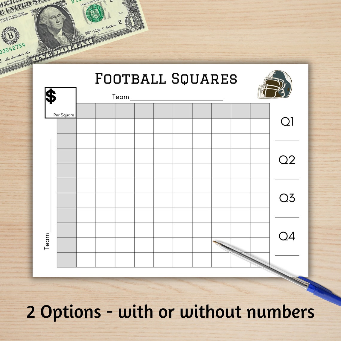 Printable Football Squares, Football Fundraiser, Superbowl Squares ...