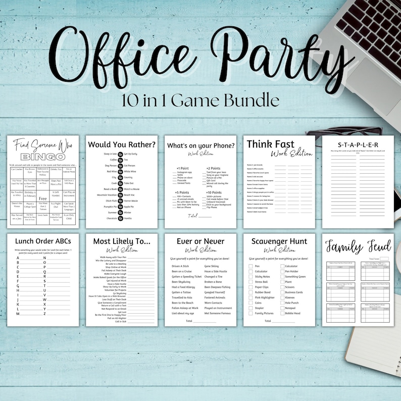 Office Party Games Bundle, Printable Games for Coworkers, Team Building ...
