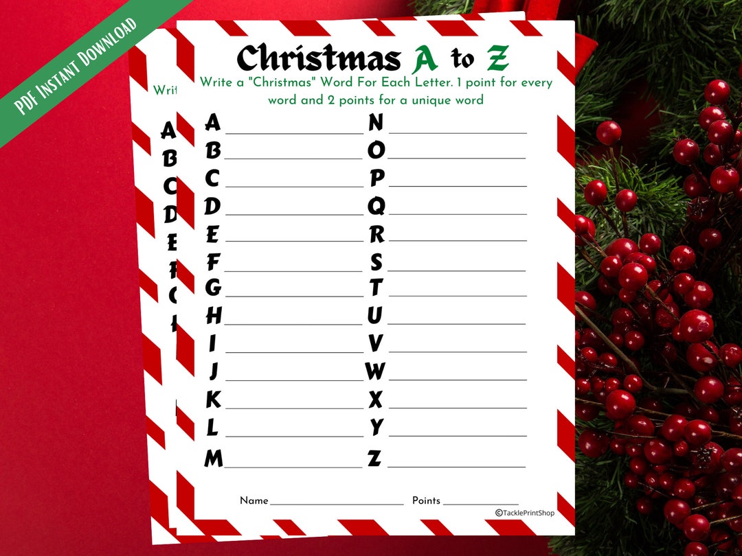 Christmas A to Z Party Game / Alphabet Game / Christmas Activity ...