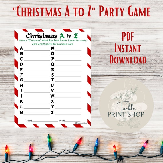 Christmas A to Z Party Game / Alphabet Game / Christmas | Etsy