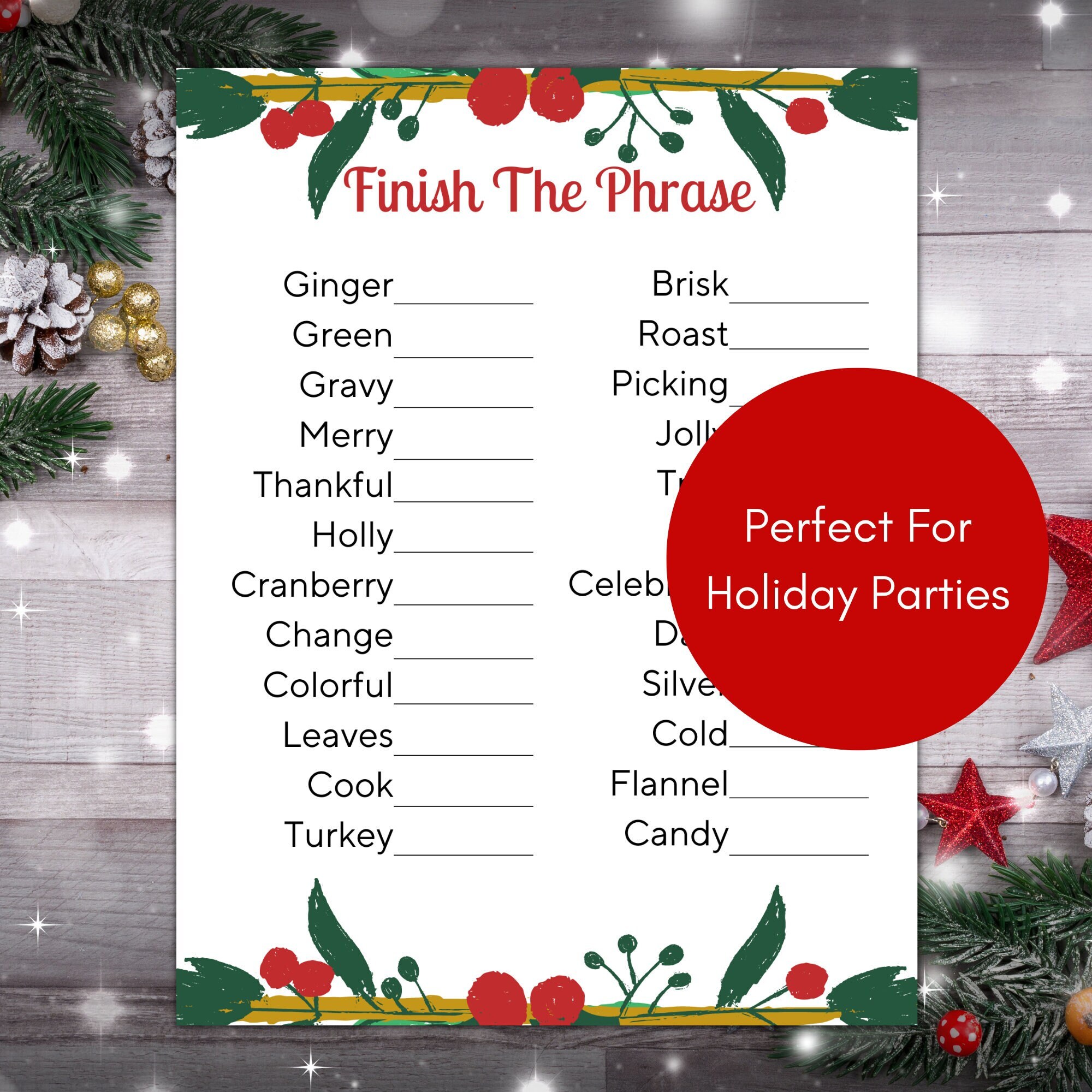 Finish the Phrase, Christmas Party Games, Office Party Games, Family ...