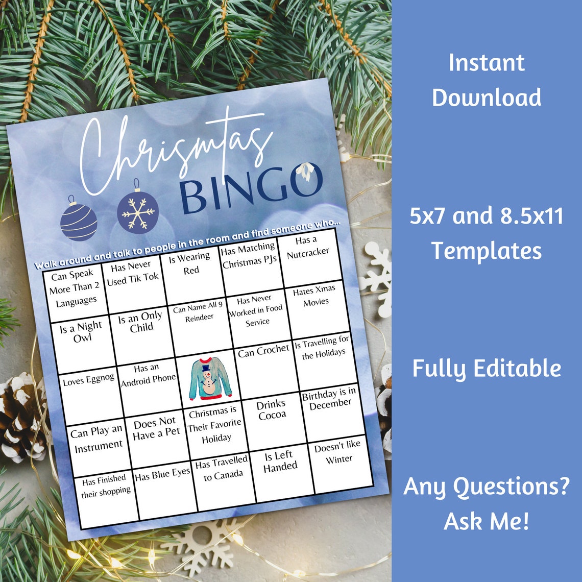 Christmas Find the Guest Human Bingo, Get to Know You Icebreaker Bingo ...